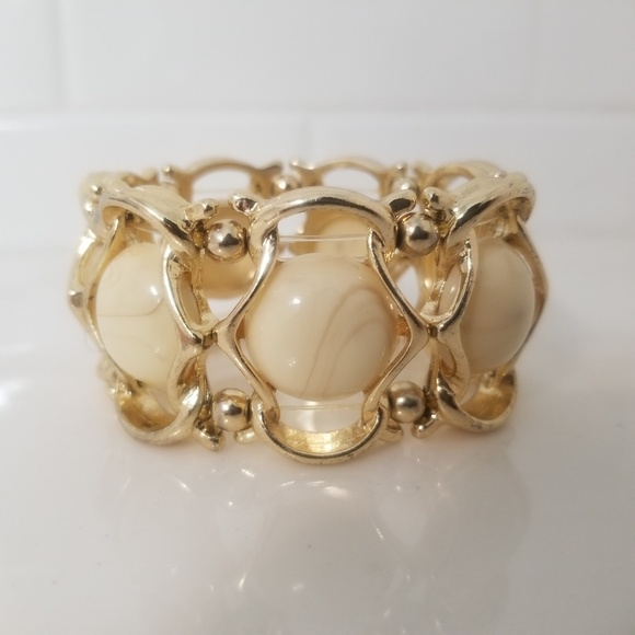 Versona | Jewelry | Versona Gold And Cream Bracelet | Poshmark